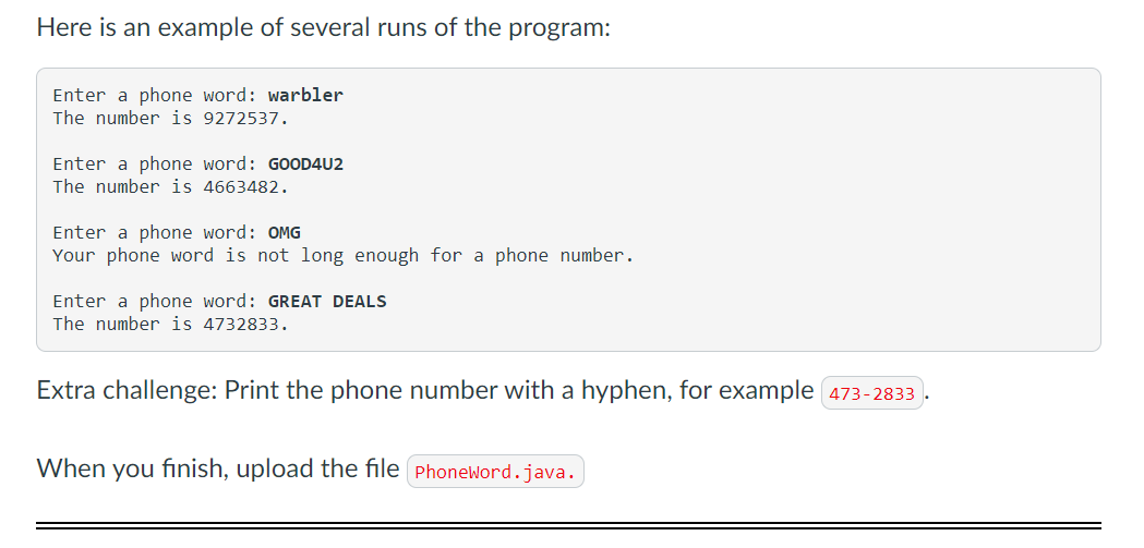 Solved Phone Words Write a program named Phoneword.java that | Chegg.com