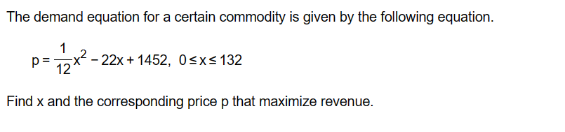 Solved The demand equation for a certain commodity is given | Chegg.com