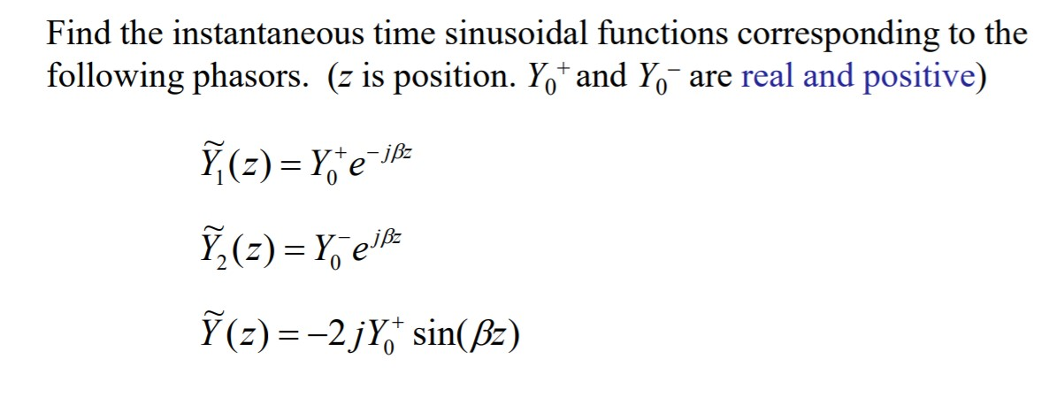 Solved Find the instantaneous time sinusoidal functions | Chegg.com