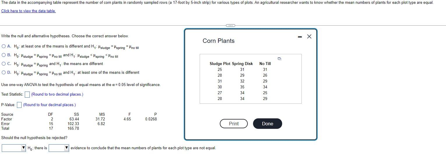 Solved Click here to view the data table. Write the null and | Chegg.com