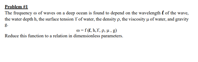 Solved Problem \#1 The frequency ω of waves on a deep ocean | Chegg.com