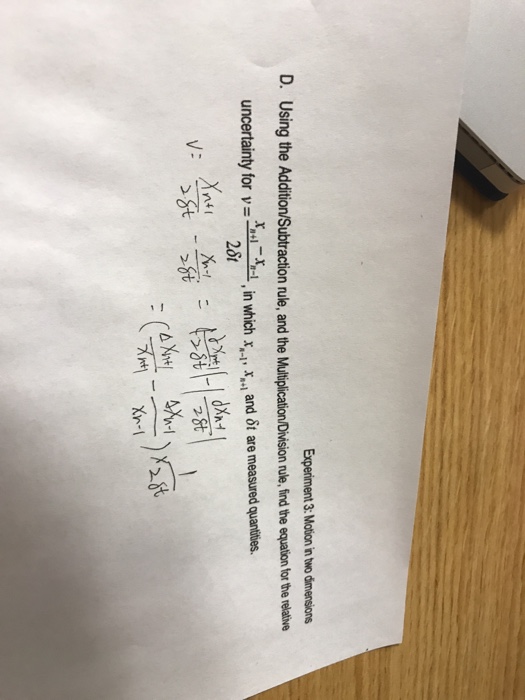 Solved Experiment 3: Motion in two dimensions D. Using the | Chegg.com
