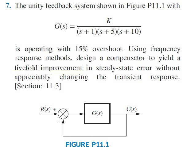 Solved 7. The unity feedback system shown in Figure P11.1 | Chegg.com