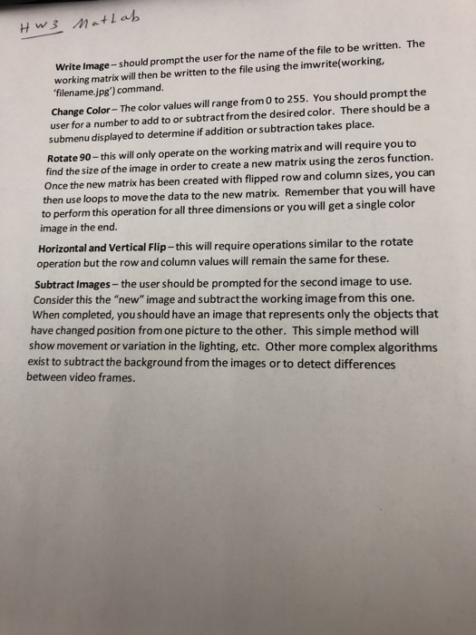 Matlab Homework #3 : Matlab Image Manipulation JPEG | Chegg.com