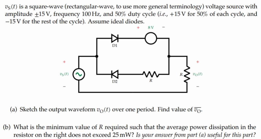 Solved vS(t) is a square-wave (rectangular-wave, to use more | Chegg.com