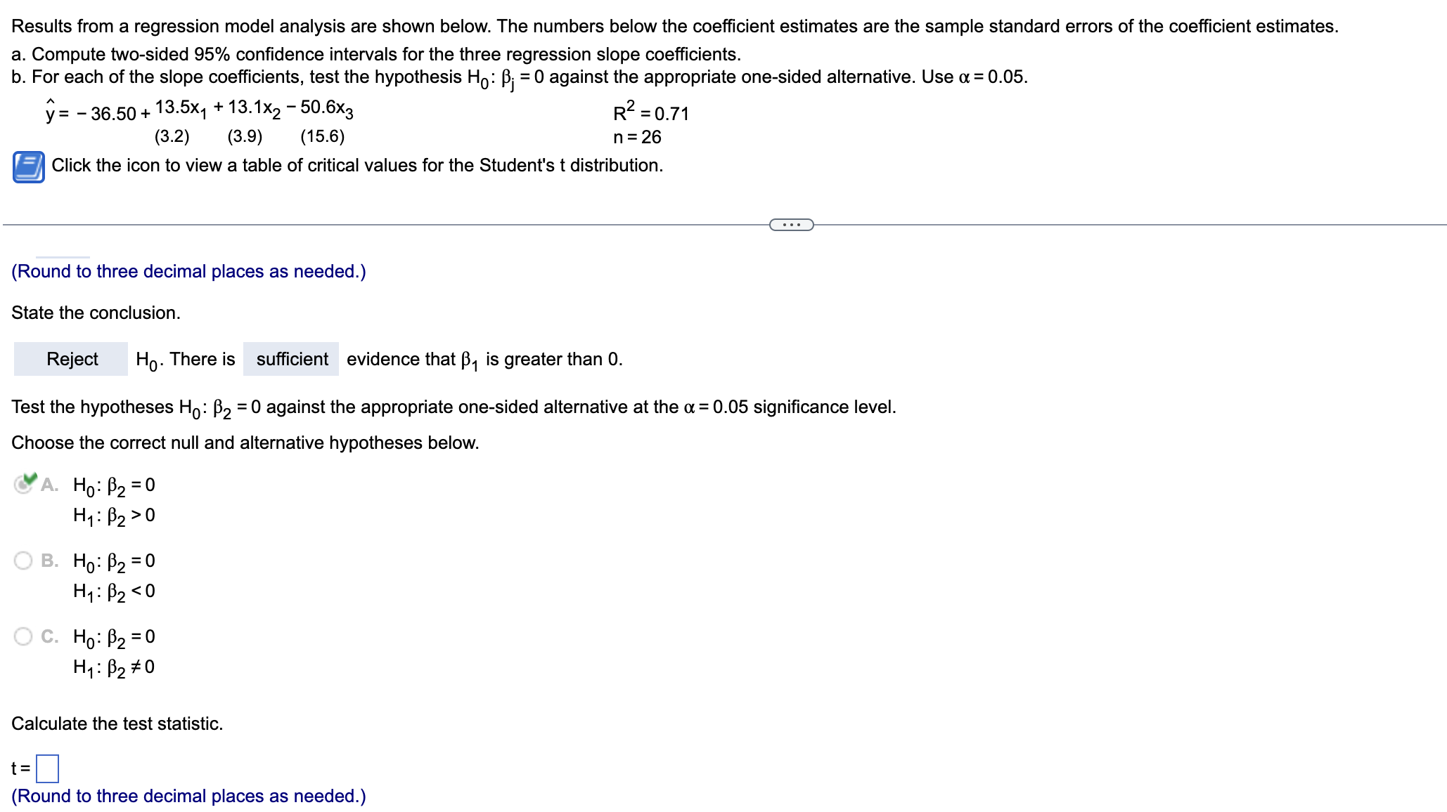 Solved Results from a regression model analysis are shown | Chegg.com