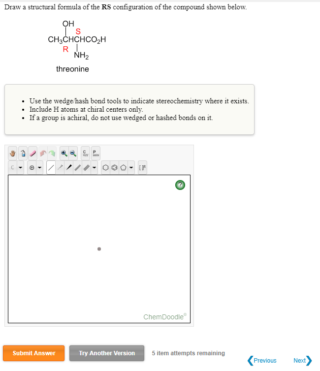 Solved Draw a structural formula of the RS configuration of | Chegg.com