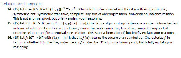 Solved Relations and Functions 14. (15) Let R S RX R with | Chegg.com