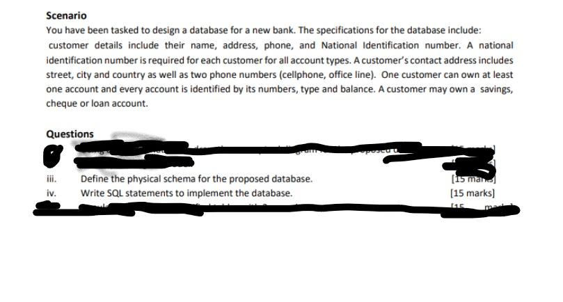 Solved Scenario You have been tasked to design a database | Chegg.com