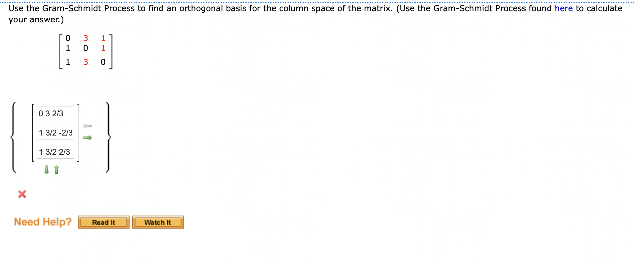 Solved Use the Gram-Schmidt Process to find an orthogonal | Chegg.com