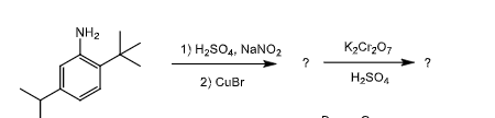 Solved NH2 1) H2SO4, NaNO2 K2Cr2O7 ? ? 2) CuBr H2SO4 | Chegg.com