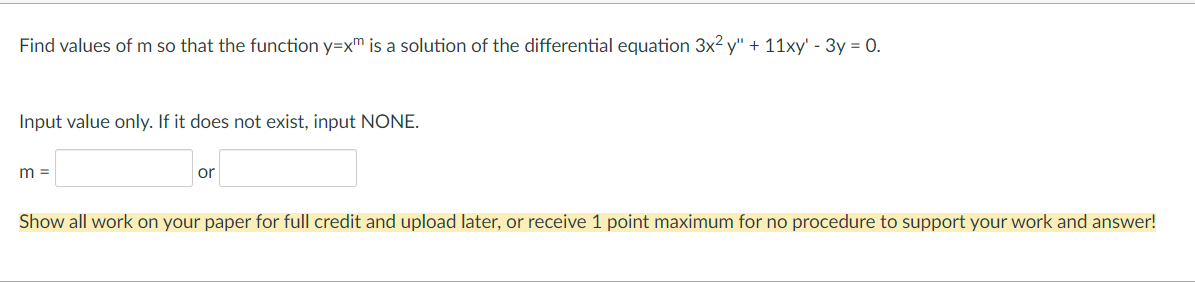 Solved Find values of m so that the function y=xm is a | Chegg.com Solved Find values of m so that the function y=xm is a | Chegg.com