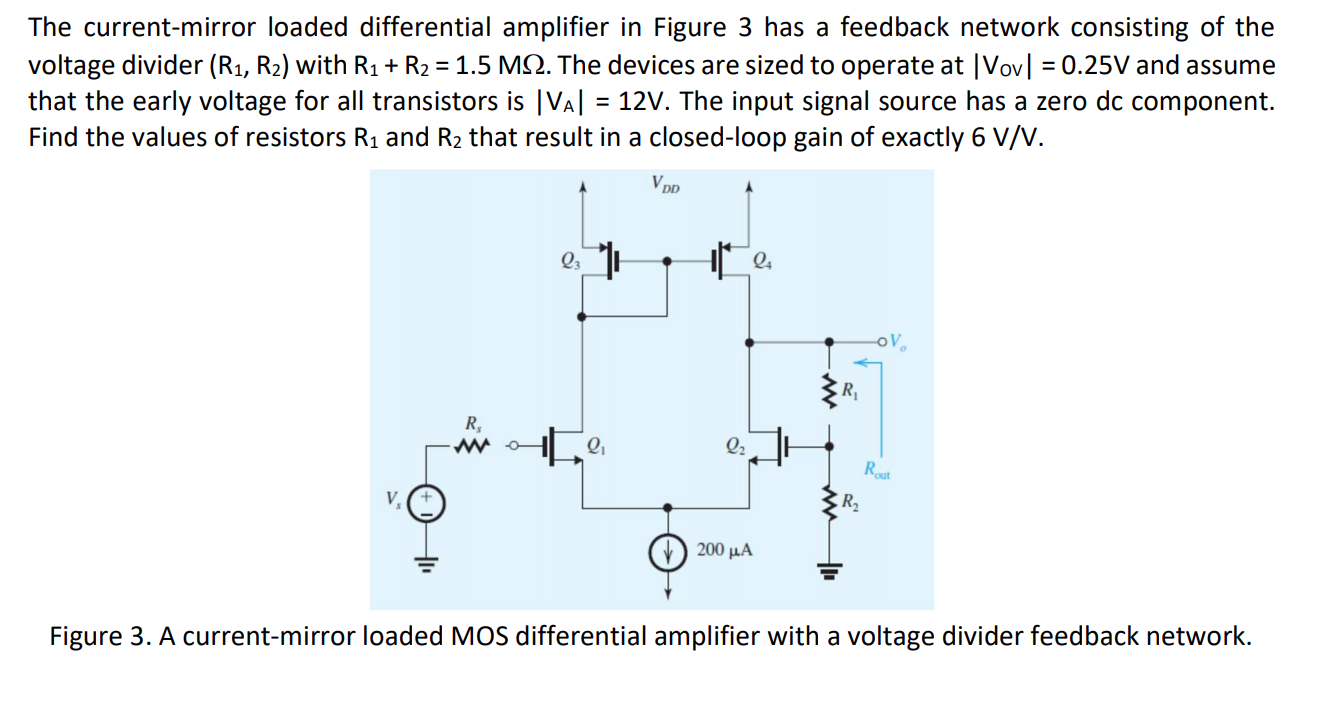 Solved The current-mirror loaded differential amplifier in | Chegg.com
