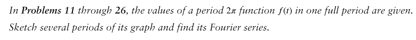 Solved In Problems 11 through 26, the values of a period 2π | Chegg.com
