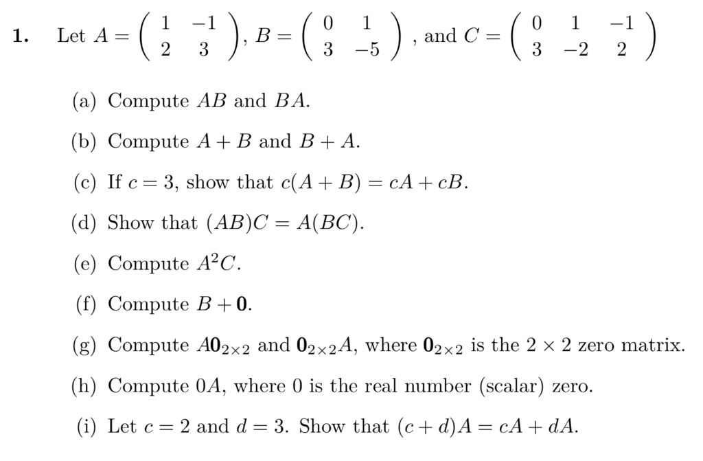 Solved 1. 10- Let A = 1 (1 2 -1) 3 ) _/01) (3 -5 ) ·° = _/0 | Chegg.com