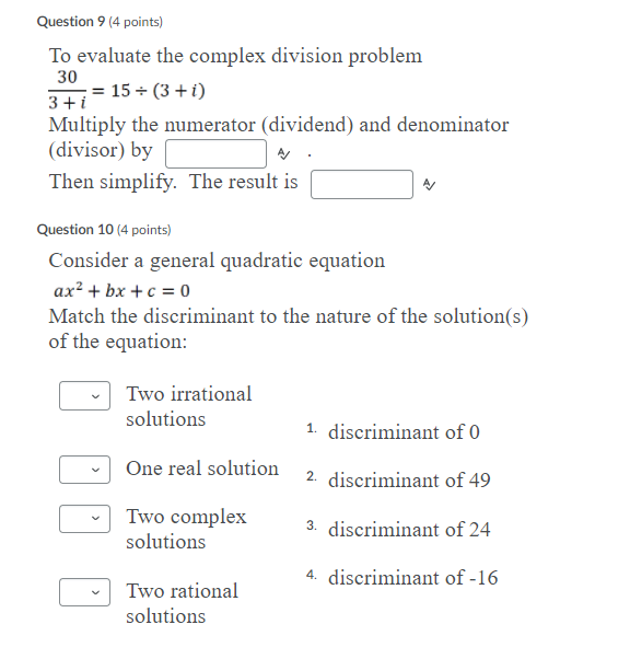 Solved Question 9 (4 points) To evaluate the complex | Chegg.com