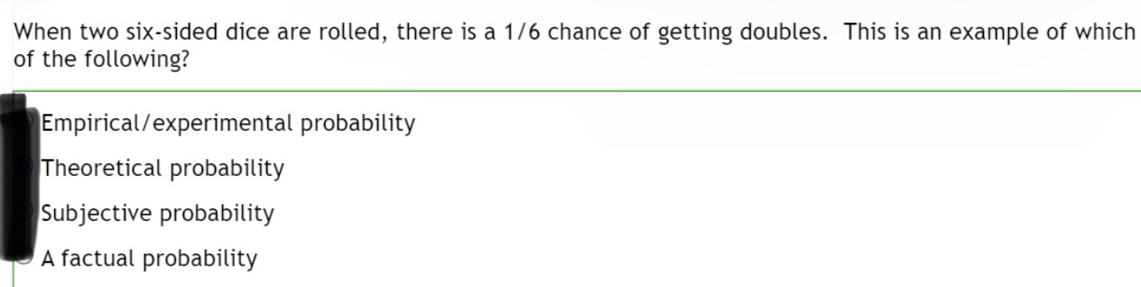Solved When two six-sided dice are rolled, there is a 1/6 | Chegg.com