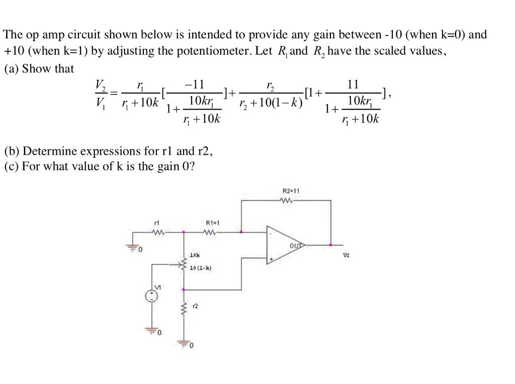 Solved The op amp circuit shown below is intended to provide | Chegg.com