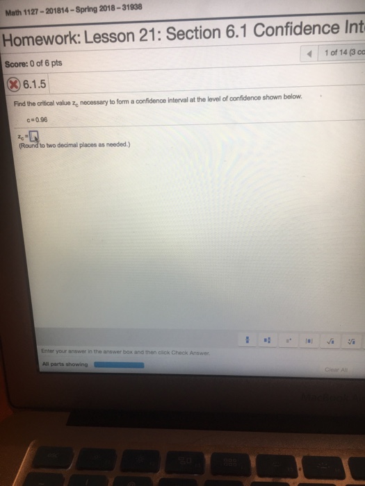 Solved Math 1127-201814-Spring 2018-31938 Homework: Lesson | Chegg.com