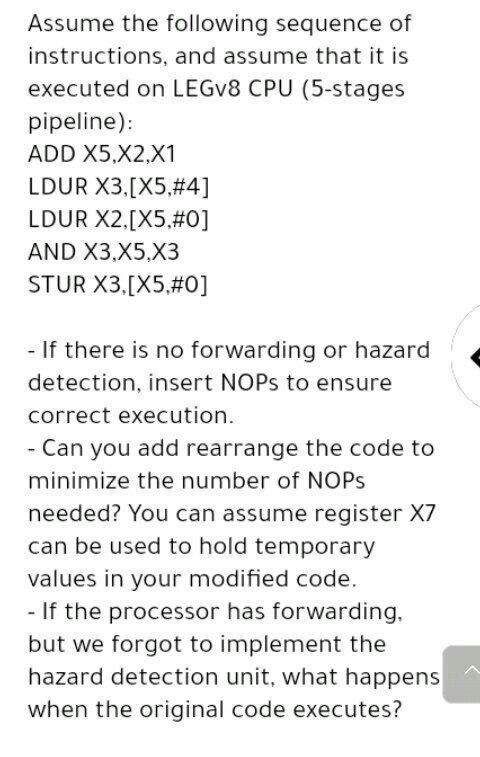 Solved Assume the following sequence of instructions, and | Chegg.com