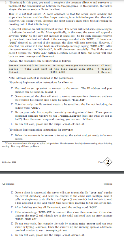 Solved 3. (20 points) In this part, you need to complete the | Chegg.com