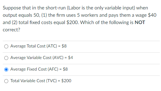 Solved Suppose That In The Short Run Labor Is The Only 