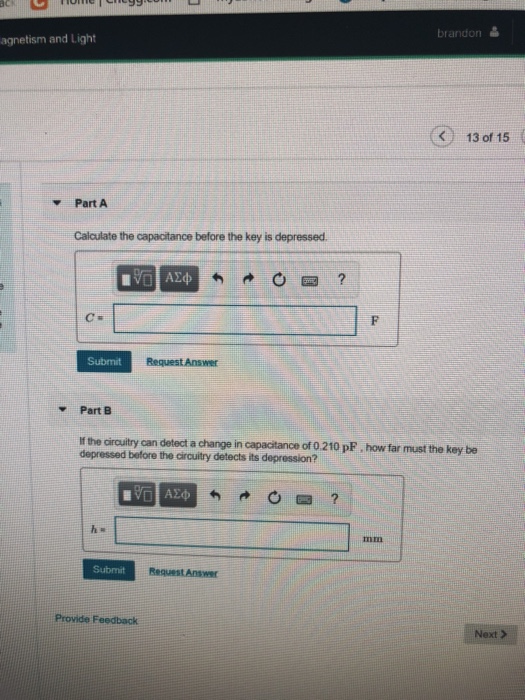 Solved onstants In one type of computer keyboard, each key | Chegg.com