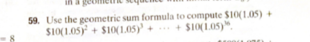 Solved 59. Use the geometric sum formula to compute | Chegg.com