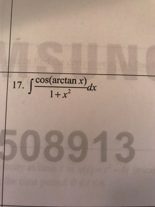 Solved integral cos(arctan x)/1 + x^2 dx | Chegg.com
