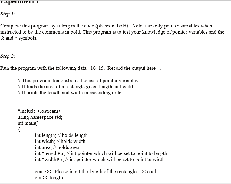Solved Step 1: Complete this program by filling in the code | Chegg.com