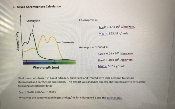 Solved 6. Mixed Chromophore Calculation Chlorophyll a | Chegg.com