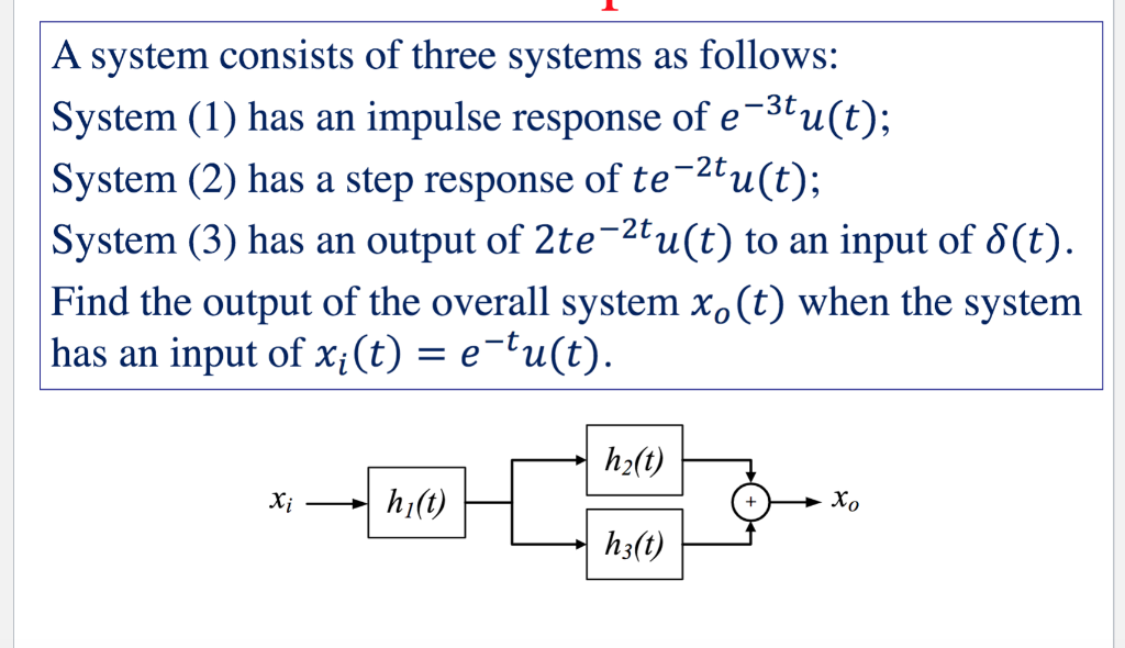 Solved A system consists of three systems as follows: System | Chegg.com