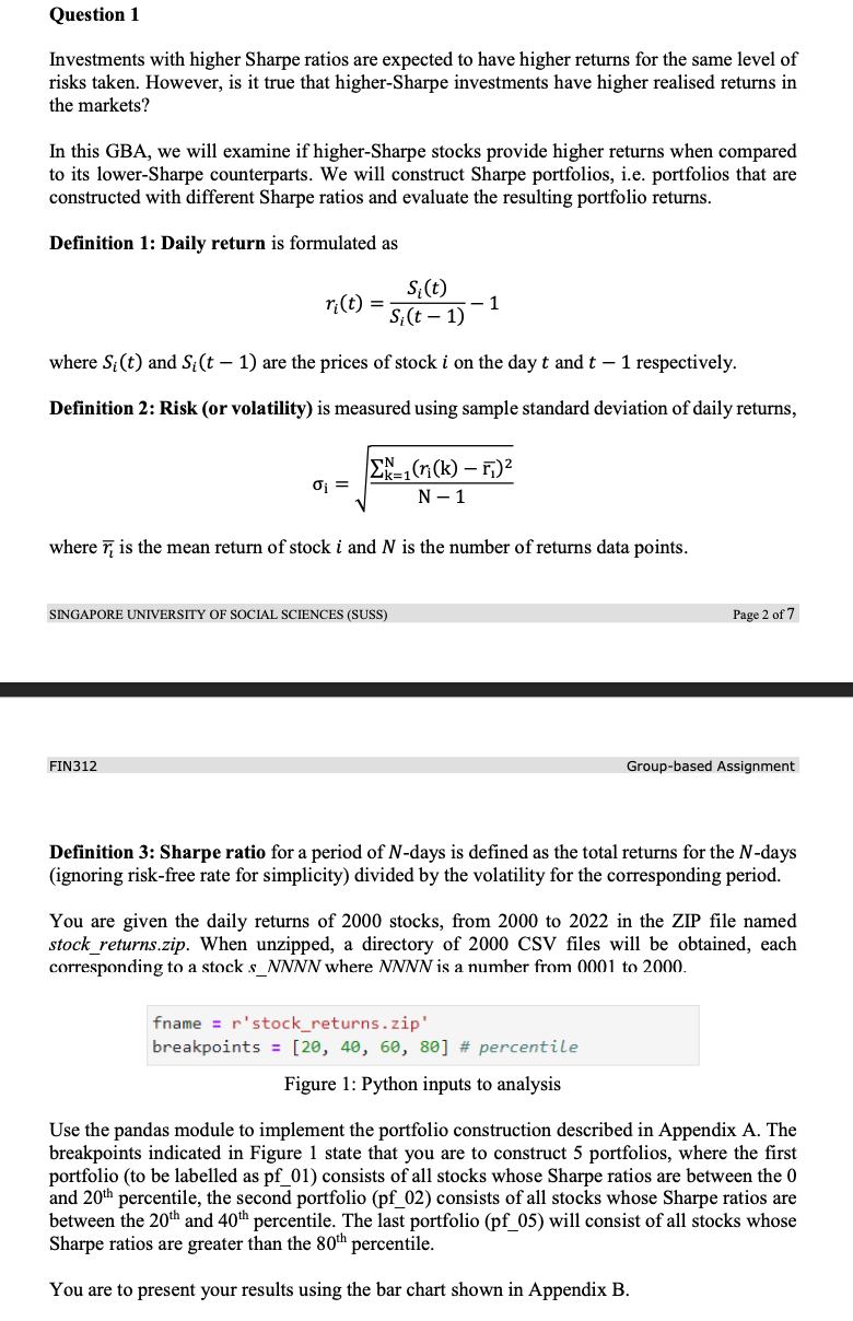 Solved Investments with higher Sharpe ratios are expected to | Chegg.com