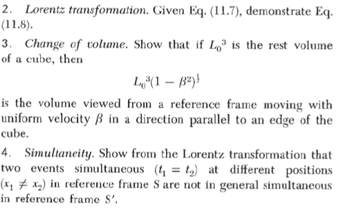 2. Lorentz transformation. Given Eq. (11.7), | Chegg.com