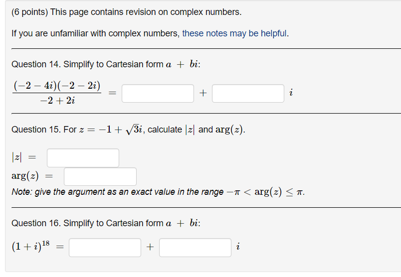 Solved (6 points) This page contains revision on complex | Chegg.com