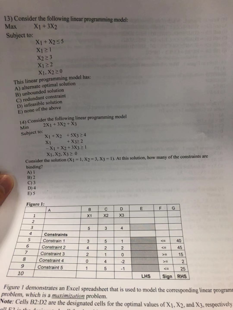 Solved 13 Consider The Following Linear Programming Model