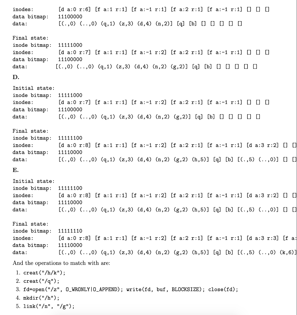 (a) (5 marks) File System. Consider the following | Chegg.com