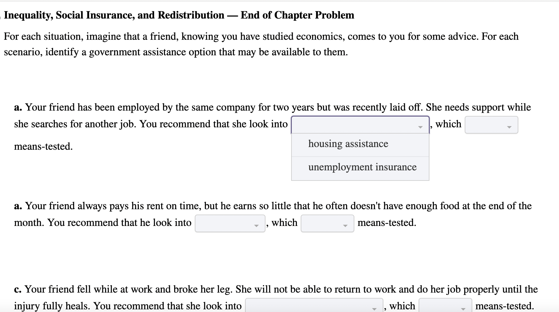 Solved Inequality, Social Insurance, and Redistribution - | Chegg.com