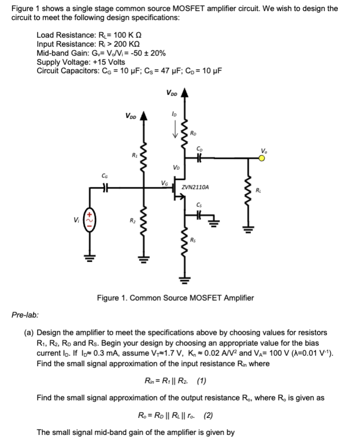Solved Figure 1 shows a single stage common source MOSFET | Chegg.com