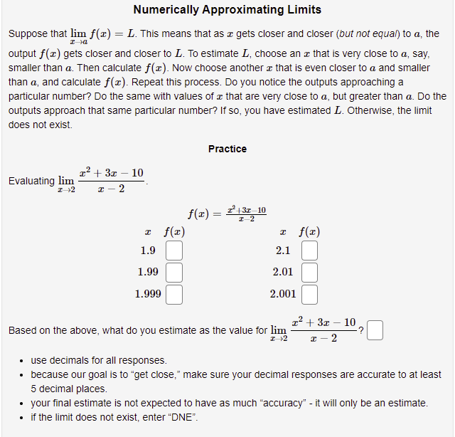 Solved ta Numerically Approximating Limits Suppose that lim | Chegg.com