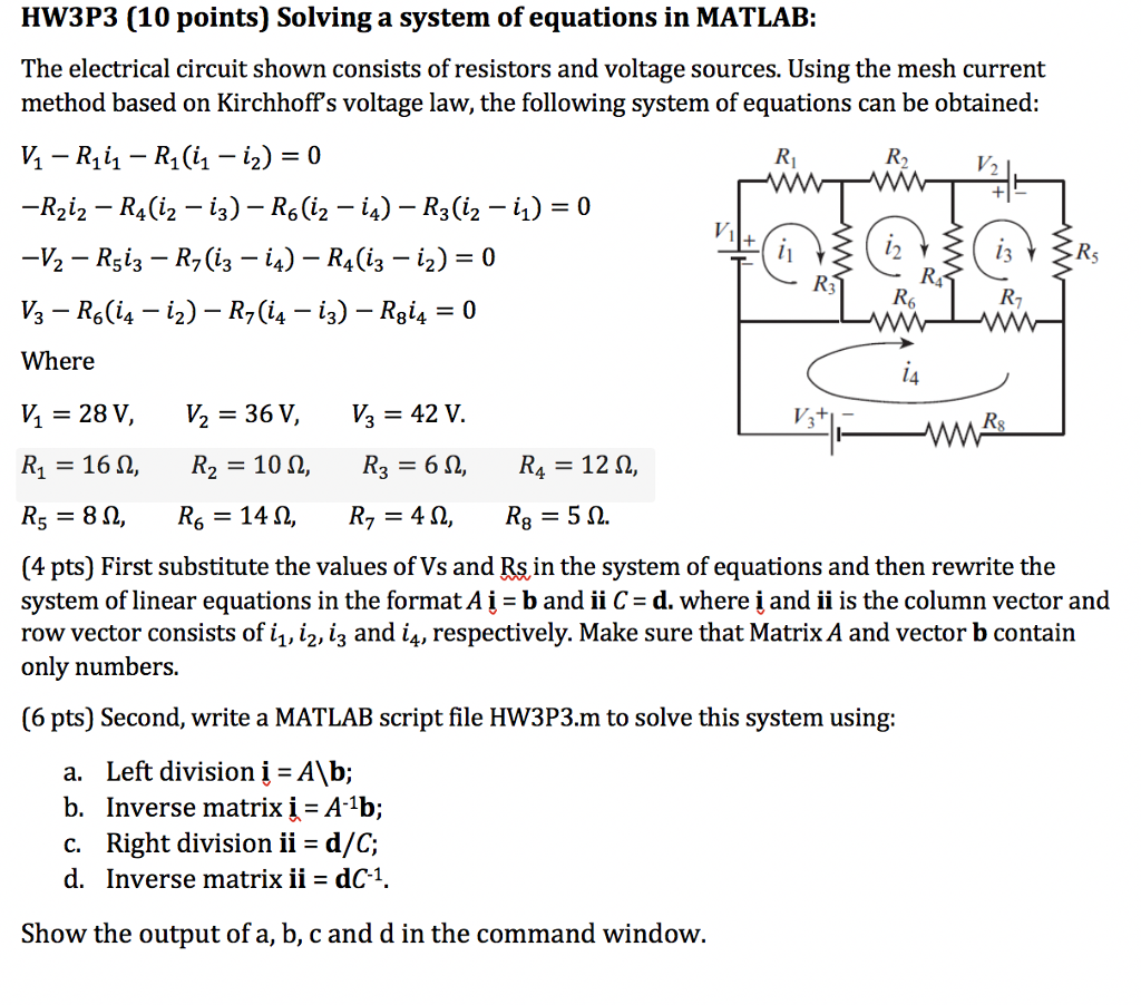 Solved HW3P3 (10 points Solving a system of equations in | Chegg.com
