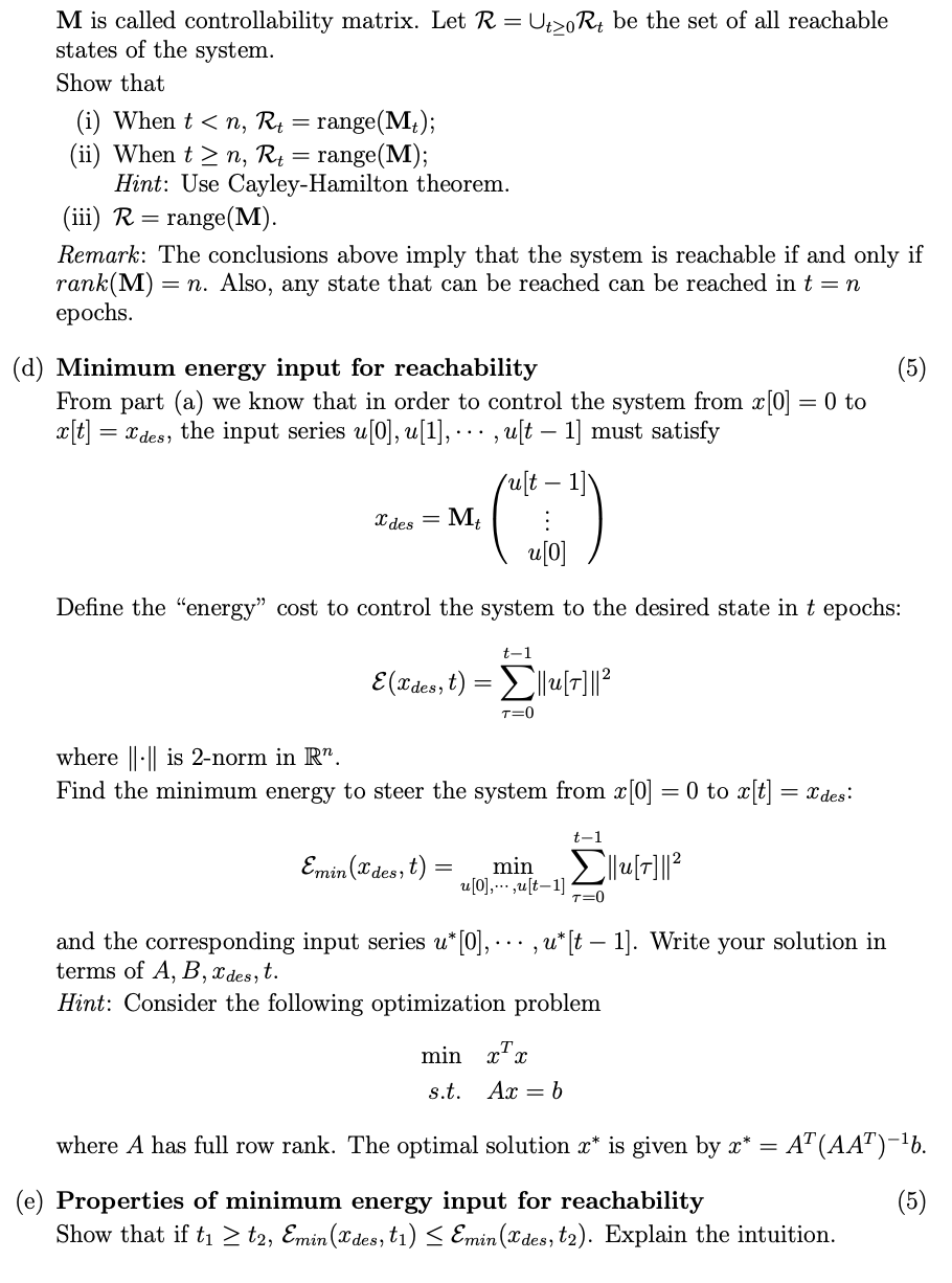 Reachability of Discrete Time Systems In this problem | Chegg.com