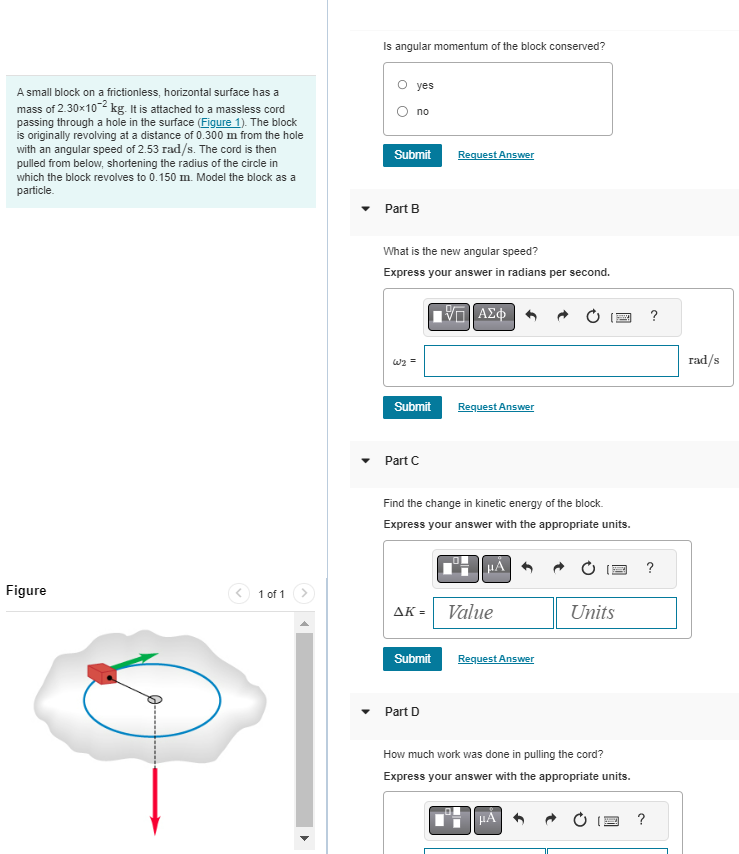 Solved Is angular momentum of the block conserved? A small | Chegg.com