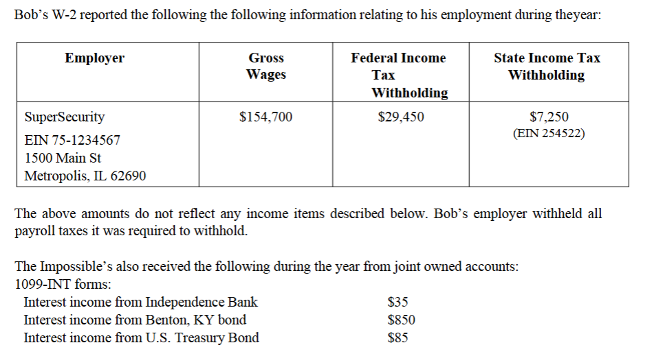 Solved I need bob and helens married filing jointly tax | Chegg.com