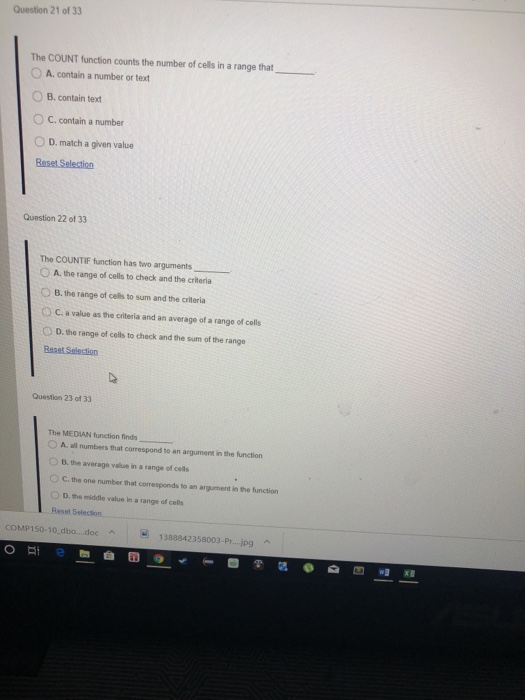 Solved ion 21 Of 33 The COUNT Function Counts The Chegg