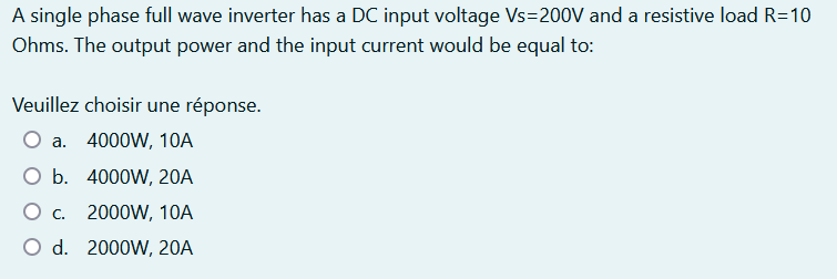 Solved A single phase full wave inverter has a DC ﻿input | Chegg.com