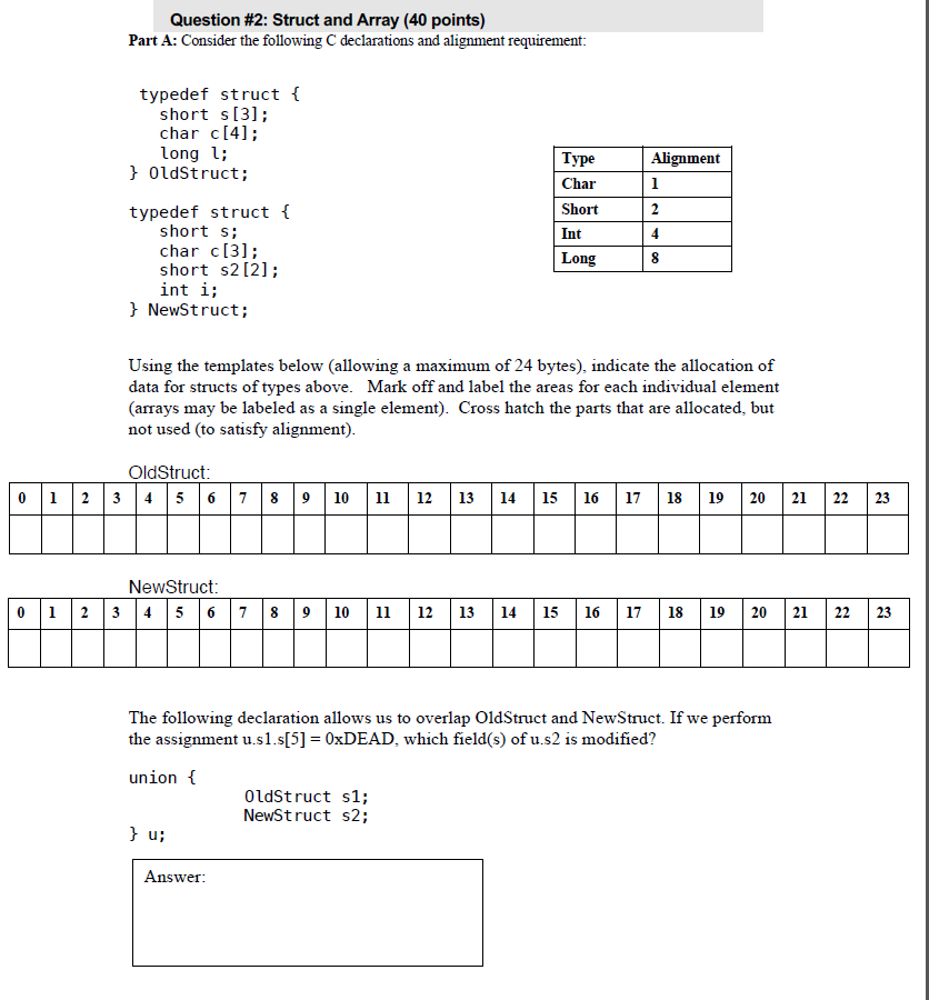 Solved Question #2: Struct and Array (40 points) Part A: | Chegg.com