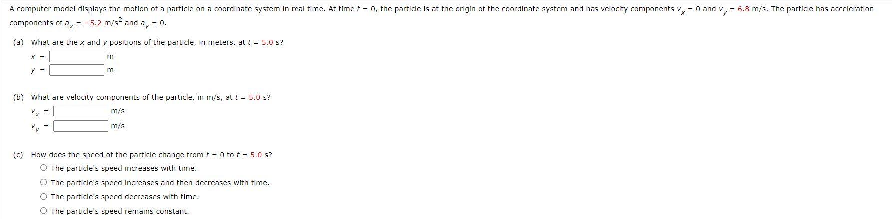 Solved A computer model displays the motion of a particle on | Chegg.com