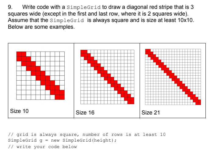 9. Write code with a simpleGrid to draw a diagonal | Chegg.com