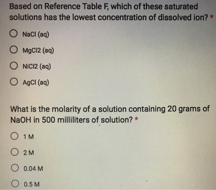 Solved Based on Reference Table F which of these saturated | Chegg.com